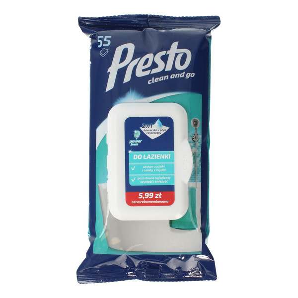 PRESTO CLEAN | Ściereczki czyszczące+płyn 2w1 do łazienki zamknięcie ...