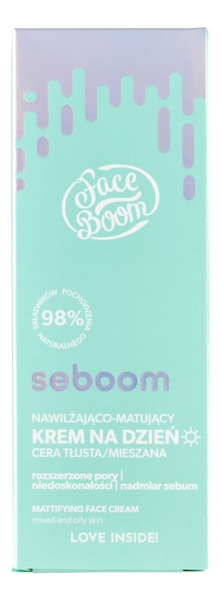 FACE BOOM | SEBOOM | Nawilżająco-Matujący Krem na dzień - cera tłusta i ...